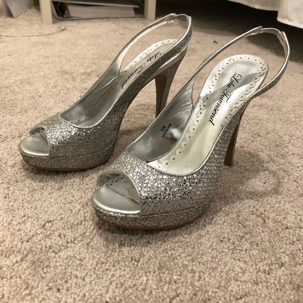 Silver Glitter Heels - Gem
